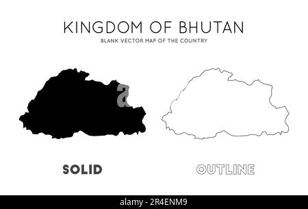 Bhutan Blank Vector Map Isolated on White Background. High-Detailed ...