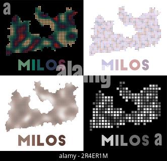 Map of Milos in dotted style. Borders of the island filled with ...