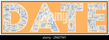 CALENDAR text filled with related keywords of various sizes. Calendar ...