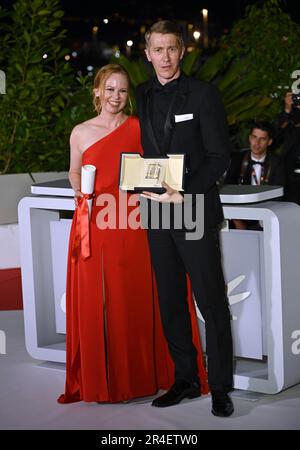 Jussi Vatanen, Alma Poysti Photocall of the film 'Fallen Leaves' 76th ...