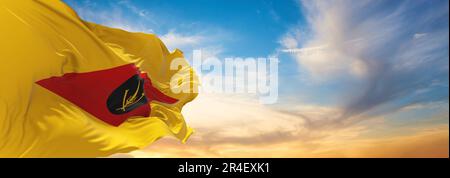 official flag of Negeri Sembilan Malaysia at cloudy sky background on ...