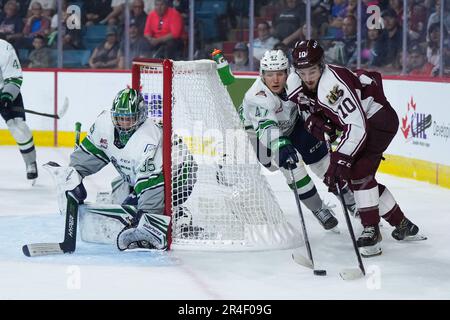 Seattle Thunderbirds' Lucas Ciona (47) and Kyle Crnkovic (61) celebrate ...