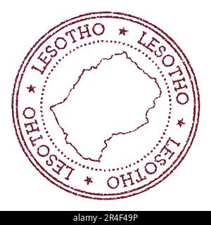 Lesotho badge. Map of the country with beautiful geometric waves and ...
