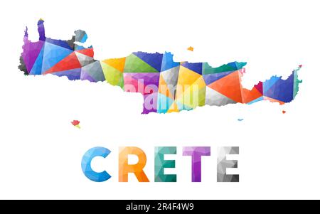 Map of Crete. Low poly illustration of the island. Geometric design ...