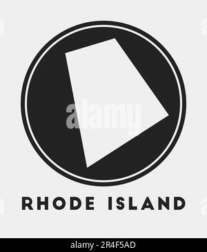 Rhode Island badge. Map of the US state with beautiful geometric waves ...