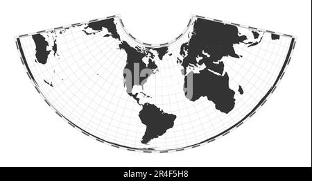 World map with latitude lines. Albers conic equal-area projection. Plan ...