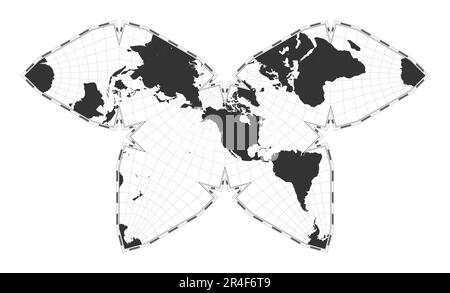 Vector world map. Steve Waterman's butterfly projection. Plain world ...