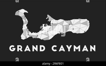 Network map of Grand Cayman. Island digital connections map. Technology ...
