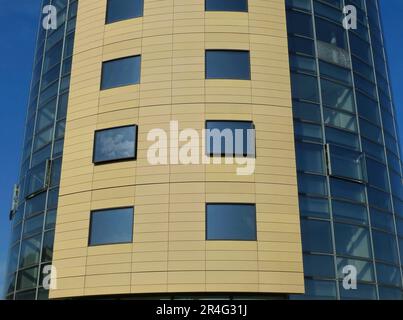 Round office tower in Muehlacker, glass tower, office building Stock ...