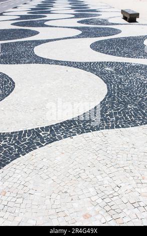 Detail of the famous Copacabana Promenade pavement in Rio de Janeiro ...