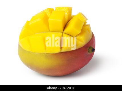 Half cut mango fruits on white background Stock Photo - Alamy