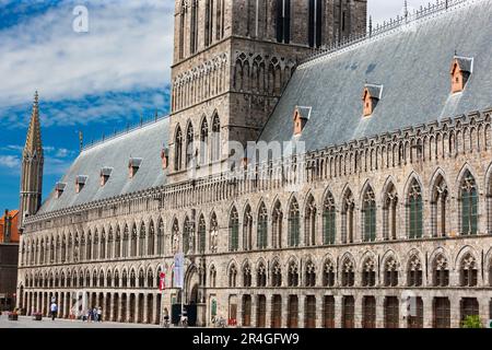 The Cloth Hall of Ypres, Gothic architecture rebuilt after destruction ...