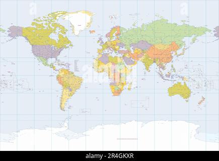 Political world map Arabic language Wagner VII projection Stock Vector ...