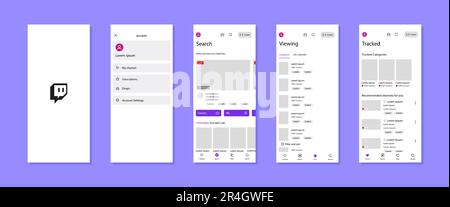 Twitch mobile interface. Twitch screen social media, streaming platform ...