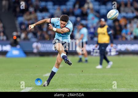 Ben Donaldson kicks a penalty during the Super Rugby Pacific Round 3 ...