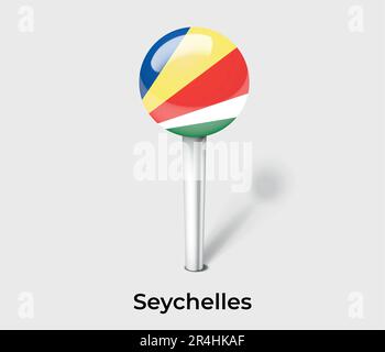 Seychelles map pin flag icon. Republic of Seychelles pennant map marker ...