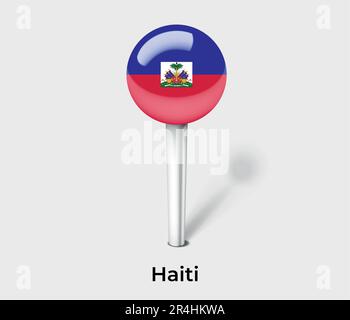 Haiti map pin flag icon. Haitian pennant map marker on a metal needle ...