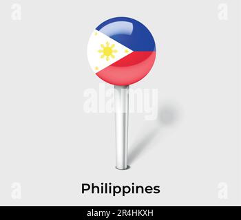Philippines flag location map pin icon on white background. Vector ...