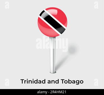 Trinidad and Tobago map pin flag icon. Republic of Trinidad and Tobago pennant map marker on a ...