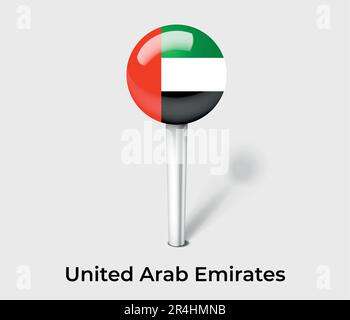 United Arab Emirates map with pin of country capital. Two types of ...