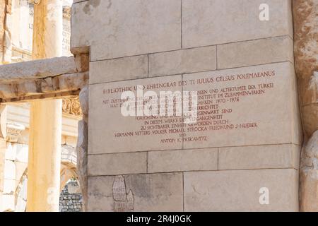 Turkey, Turkiye. Inscription, Roman Ruins at Ephesus Stock Photo - Alamy