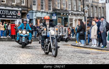 Men driving classic motorcycle in Distinguished Gentlemen's Ride, Royal ...