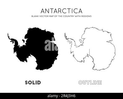 Antarctica map design. Map of the continent with regions in emerald ...