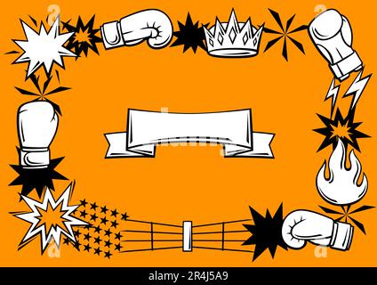 Background with boxing items. Box club illustration. Sport image in ...