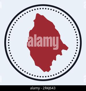 La Digue badge. Map of the island with beautiful geometric waves and ...