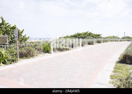 Beautiful newly built boardwalk in Miami Beach along the east side of ...