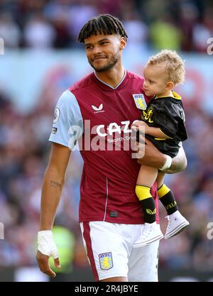 Aston Villa's Tyrone Mings walks from the pitch as he is substituted by ...