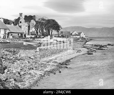 Ireland, County Donegal, Rathmelton (aka Ramelton) Quay 18C warehouses ...