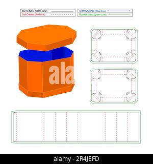 Editable and resizeable Octagonal shape 3 lid box by without glued ...