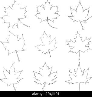 Different style maple leaf silhouette vector Illustration Stock Vector ...