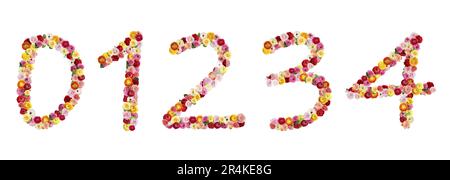 Numbers made of flowers on white background Stock Photo - Alamy