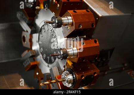 Capstan head with drill of lathe machine tool at factory Stock Photo ...