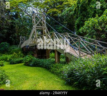 The Historic Kapaia Swinging Bridge, Lihue, Kauai, Hawaii, USA Stock ...