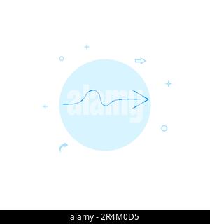 Squiggly waved arrow simple vector line icon. Symbol, pictogram, sign ...