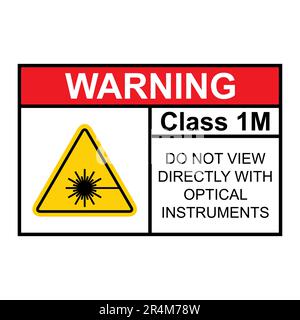 Laser radiation danger class 1M label icon, safety information symbol ...