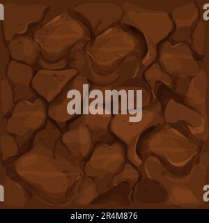 Ground texture, soil top view in cartoon style seamless. Game interface ...