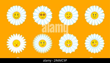 Daisy flower winking face happy cute character Stock Vector Image & Art ...