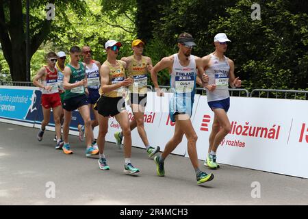 A group of walkers in the 20km Men at the European Race Walking Team ...