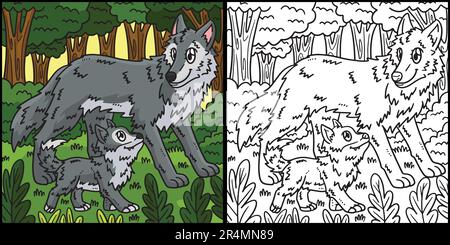 Mother Wolf Cartoon Colored Clipart Illustration Stock Vector Image ...