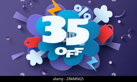 35 percent Off. Discount creative composition. Mega Sale. Vector ...