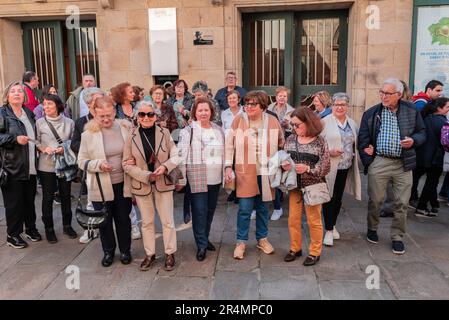 Santiago, Spain. Apr, 26th, 2023. Actresses Lidia Veiga and Merche ...