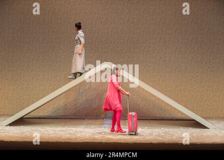 Santiago, Spain. Apr, 26th, 2023. Actresses Lidia Veiga and Merche ...