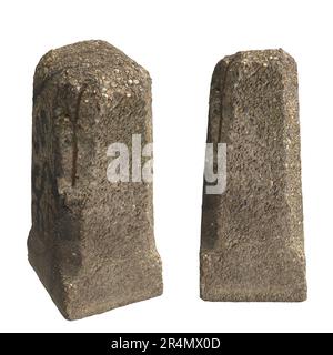 3d illustration of old milestones isolated on black background Stock ...