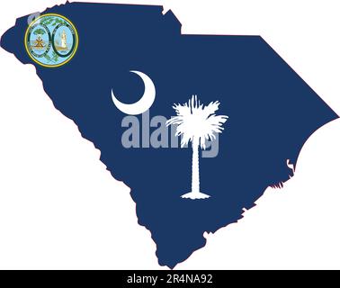 South Carolina state map, USA. Set of South Carolina maps with outline ...