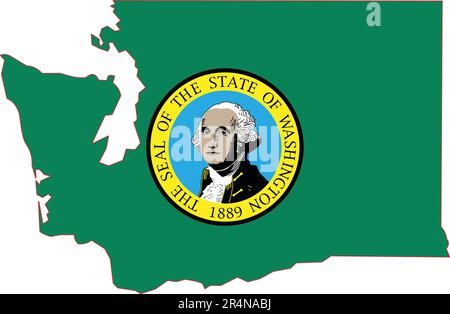 Washington state map. US state map. Washington outline symbol. Retro ...