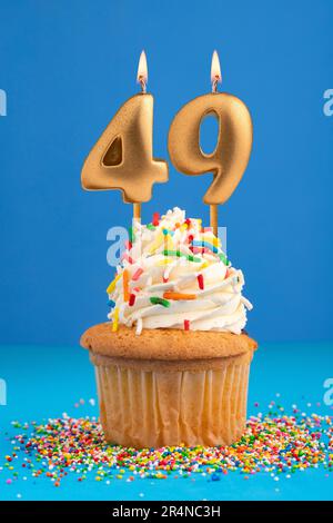 Birthday candle number 49 - Anniversary celebration in rhodamine red ...